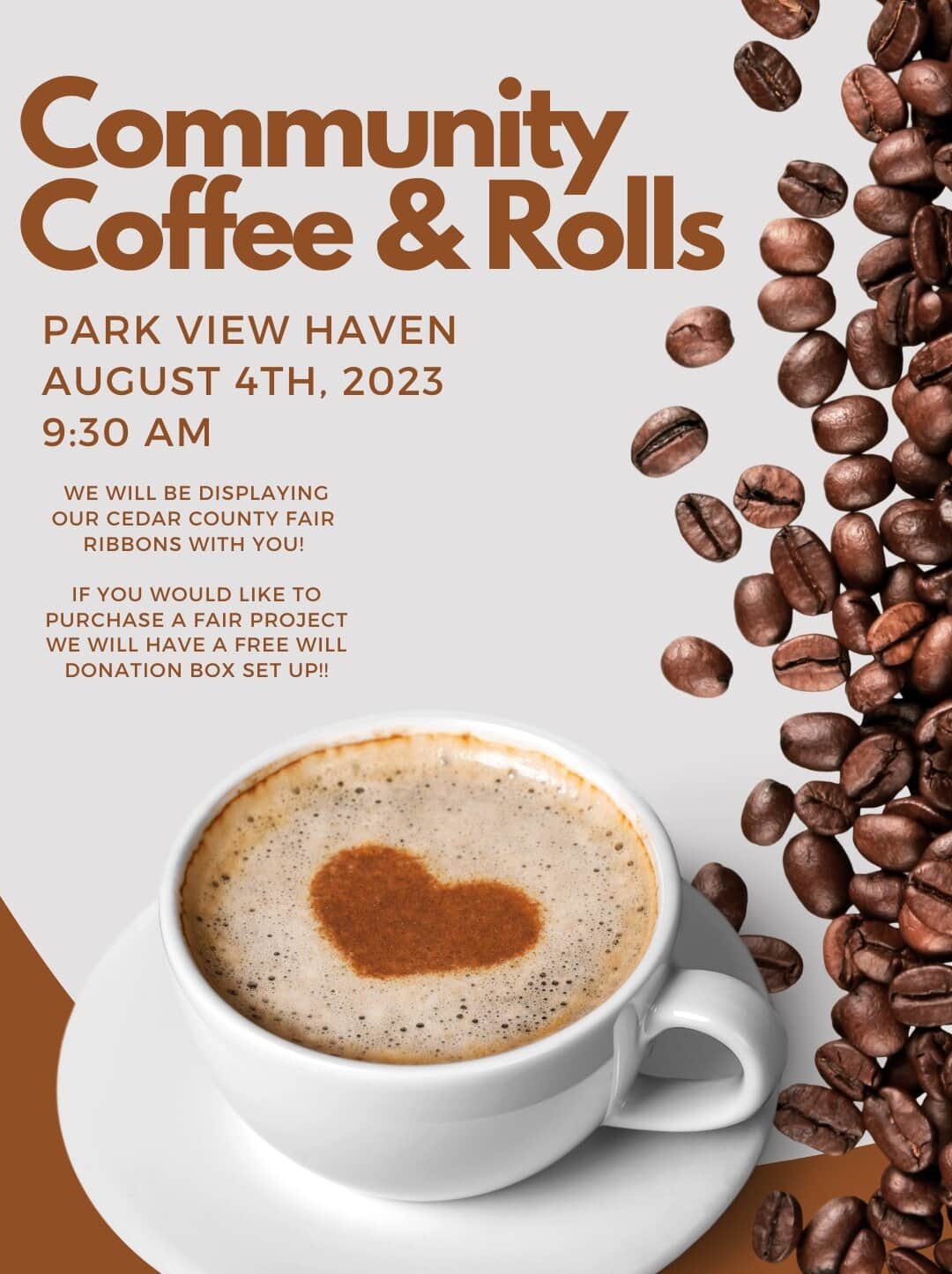 Community Coffee-Friday, August 4, 2023 at 9:30 at Park View Haven ...